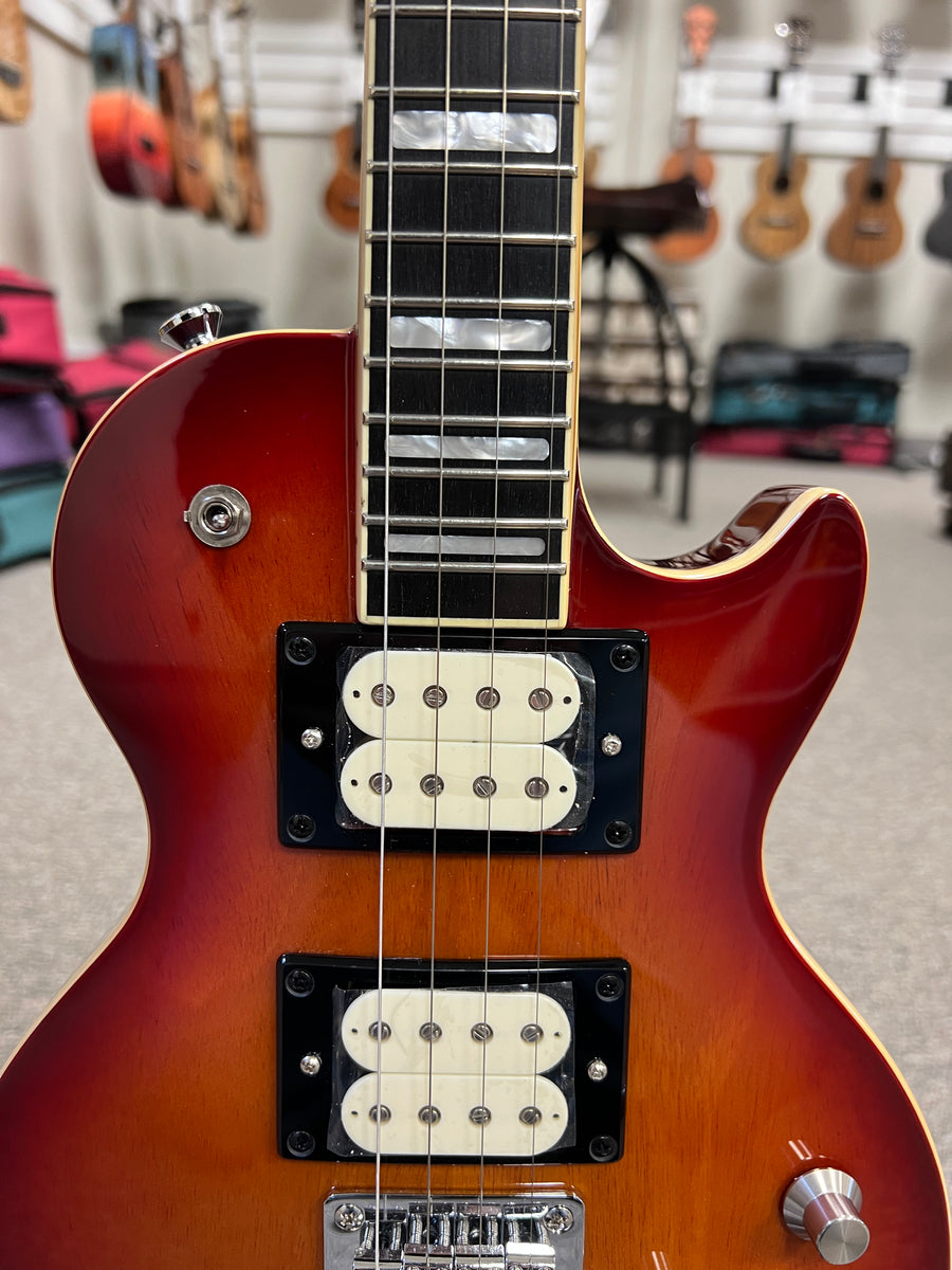 Risa UKE-LP432-CS Tenor Les Paul Style Solid Body Electric Ukulele w/Bag - Cherry Sunburst ...