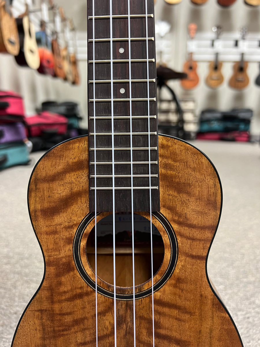 KALA KA-CM-SLN Curly Mango Soprano Long Neck Ukulele - Soprano Body w/Concert Neck - Aloha City Ukes