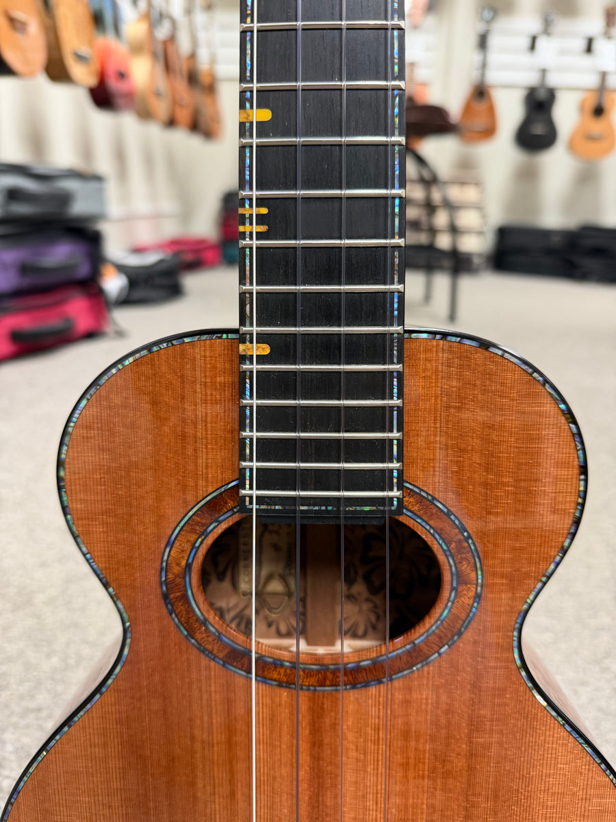 Cornerstone Custom Solid Redwood/Quilted Sapele Tenor Ukulele w/Case ...