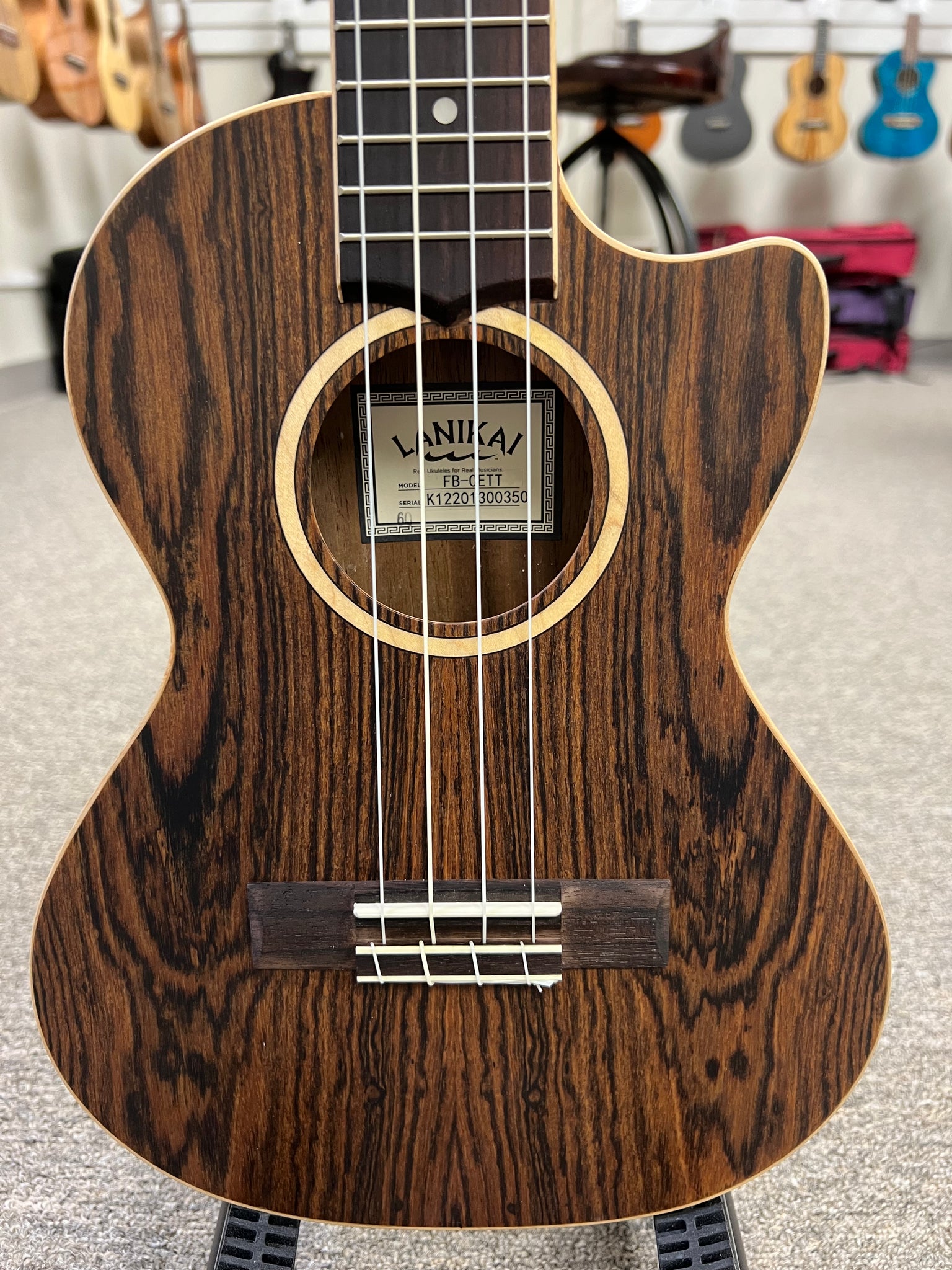 Lanikai FB-CETT Figured Bocote Electric Tenor Ukulele w/Case - Thin ...