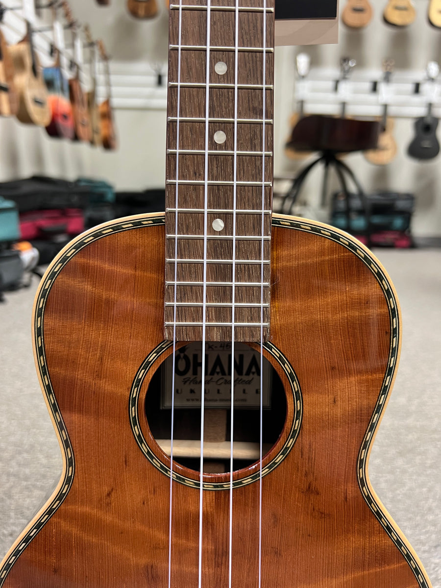 Ohana TK-45 Solid Curly Redwood/Rosewood Tenor Ukulele - Limited ...