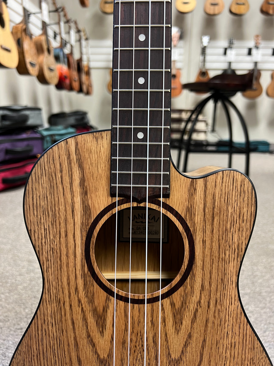 LANIKAI OA-CEB Oak Electric Baritone Ukulele w/Case - Cutaway/Fishman ...