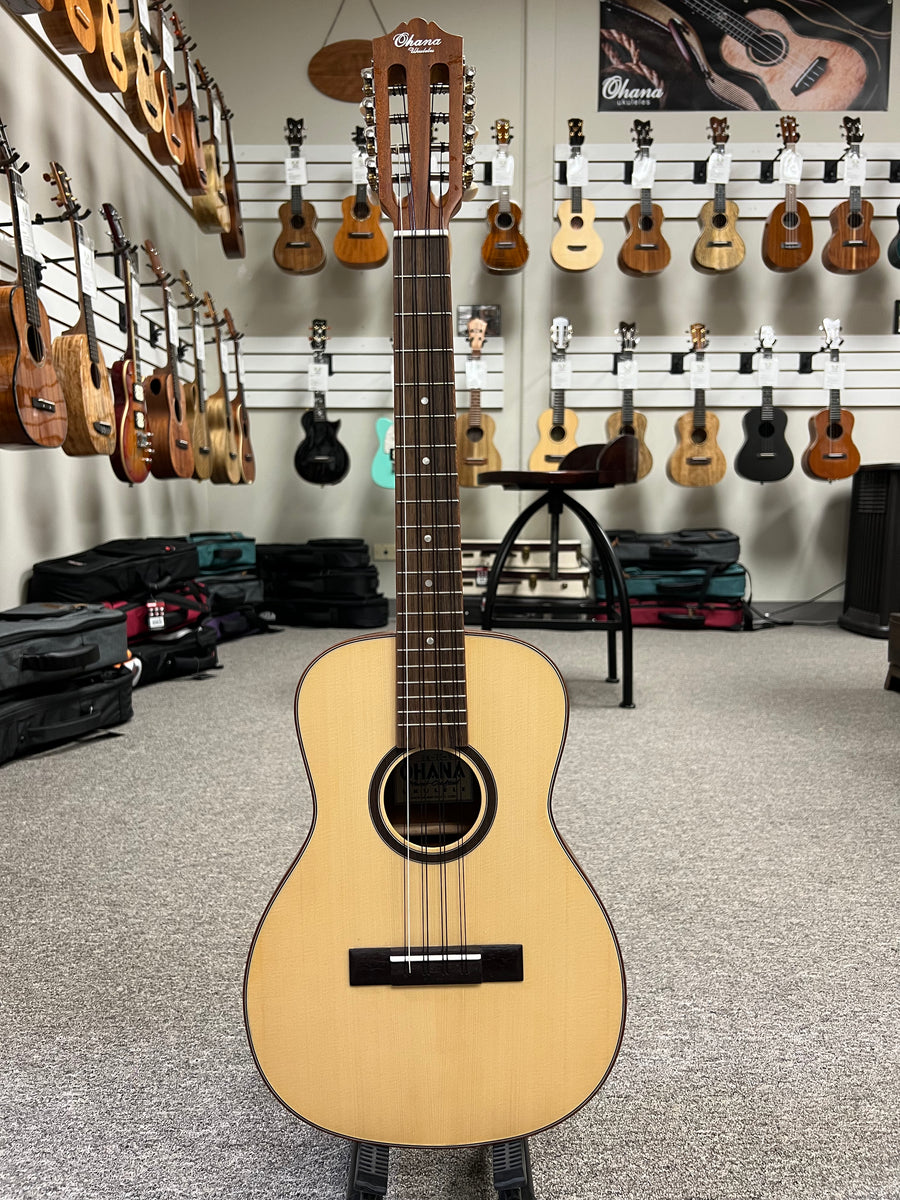 OHANA BK-70-8 Eight String Baritone Ukulele - Solid Spruce/Solid ...