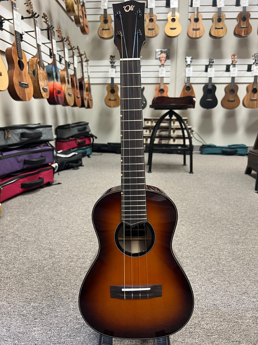 Oli L1-SP-TSWA-VB Solid Spruce/Waru Vintage Burst Tenor Ukulele w/Case ...