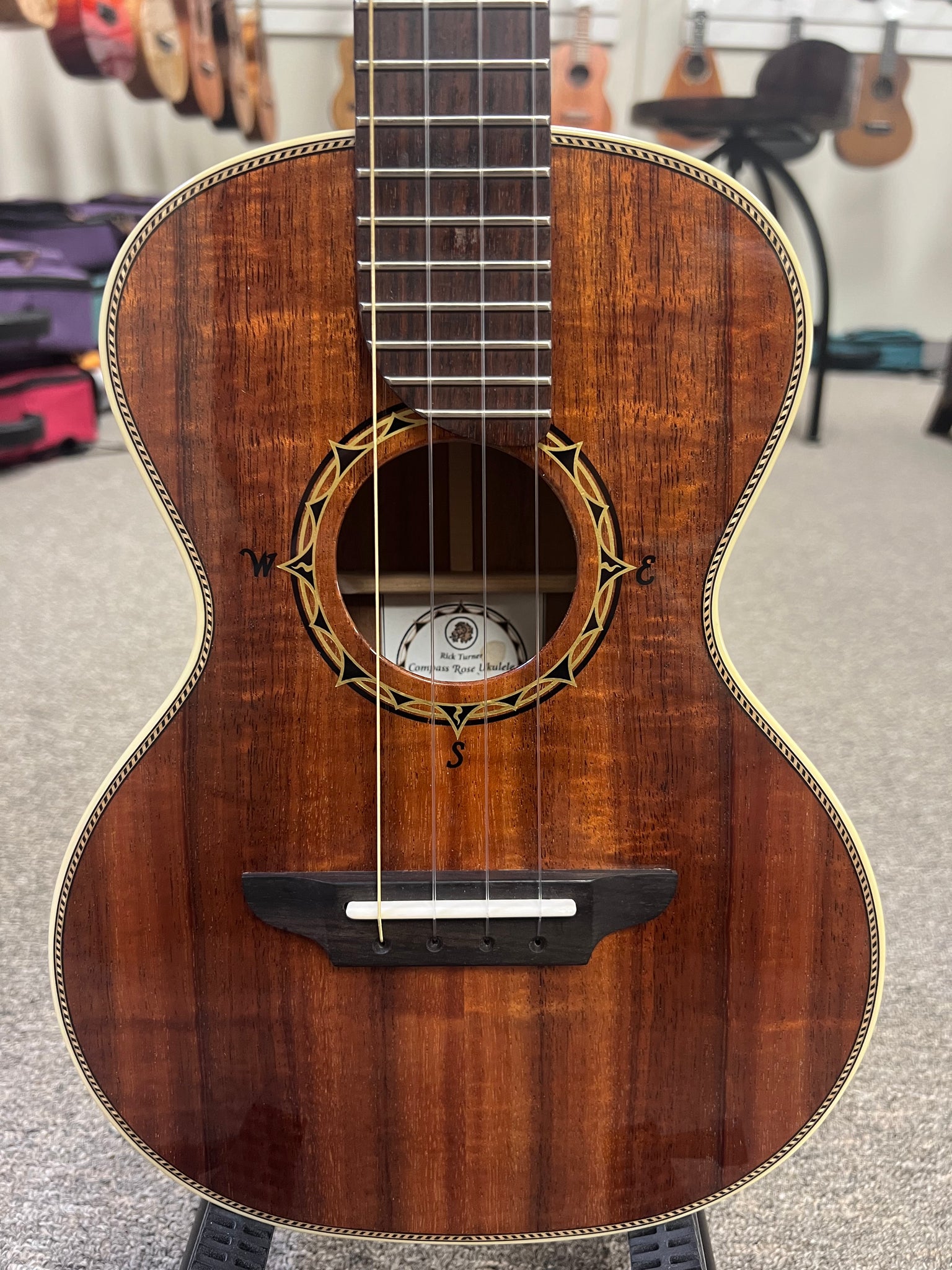 Rick Turner Solid Koa Compass Rose Tenor Ukulele w/Case - Pre Loved ...