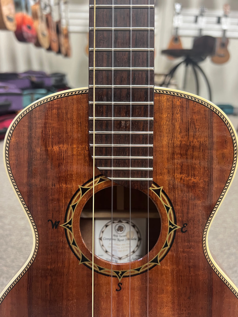 Rick Turner Solid Koa Compass Rose Tenor Ukulele w/Case - Pre Loved ...