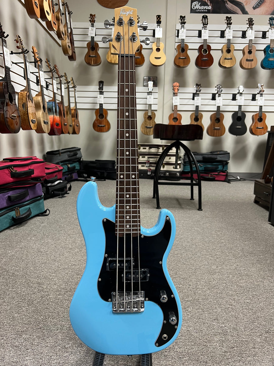 Flight Blue Solid Body Electric Mini Bass Lite Ukulele - Short Scale ...