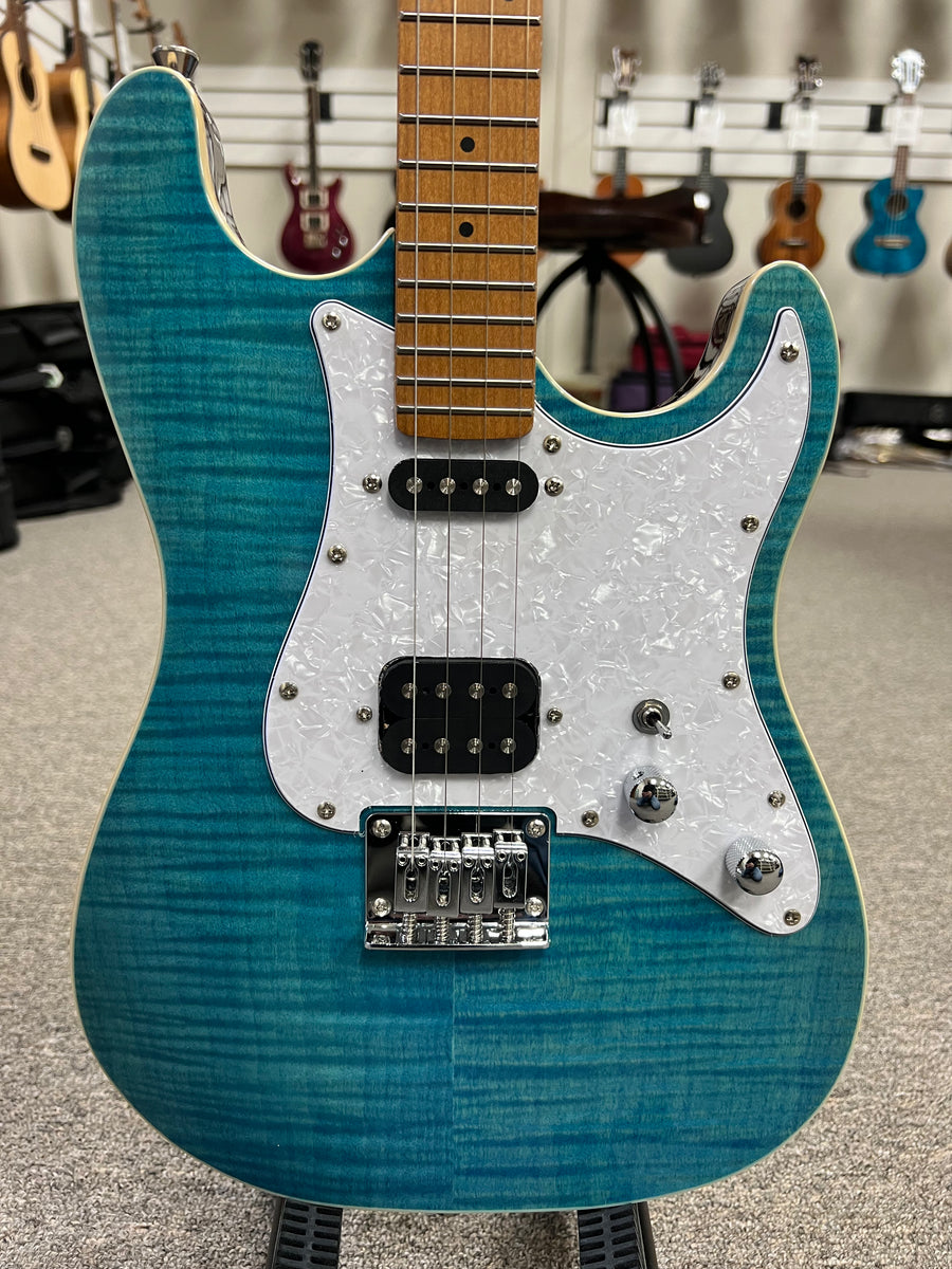 Flight Pathfinder OBL Ocean Blue Solid Body Electric Baritone Ukulele w ...