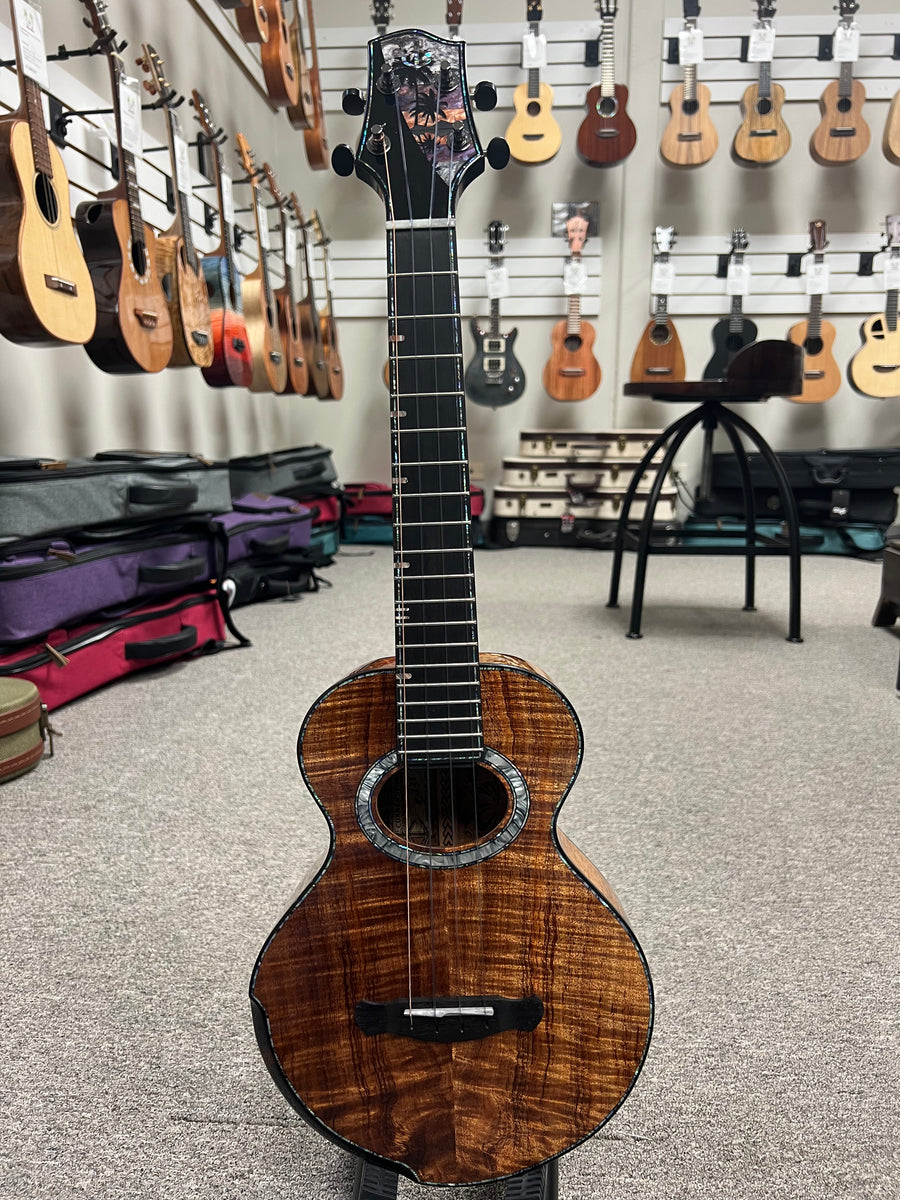 Coast Custom Solid Koa Tenor Ukulele w/Case #101 - Live Edge Soundhole ...