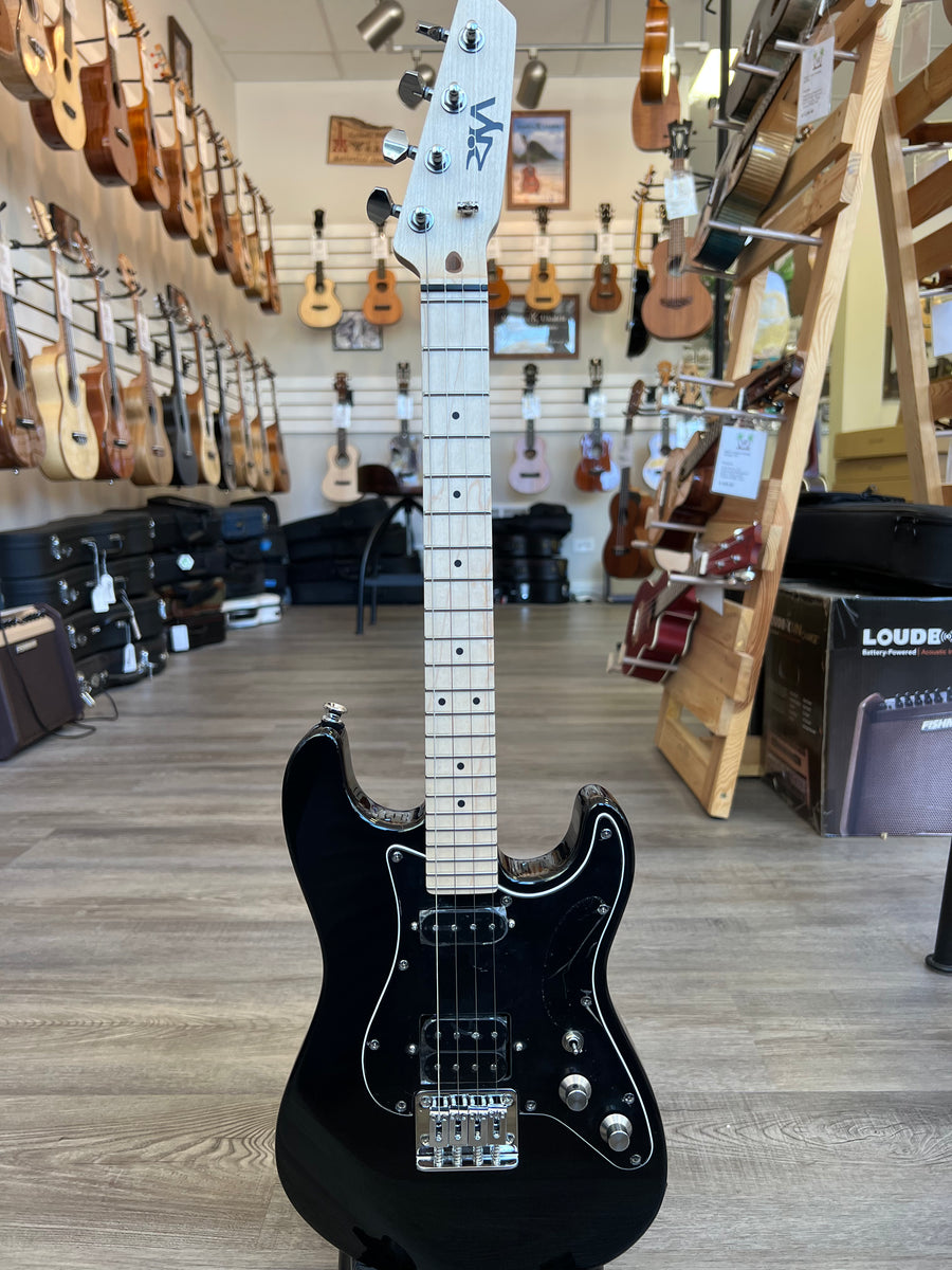 Risa Tenor ST Strat Style Black Steel String Electric Ukulele w/Case ...